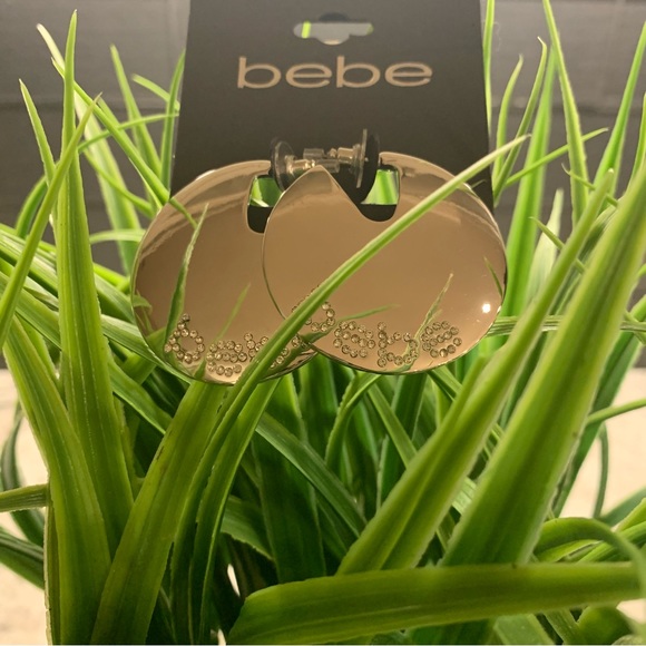 bebe | Jewelry | Bebe Silver Logo Hoop Earrings | Poshmark